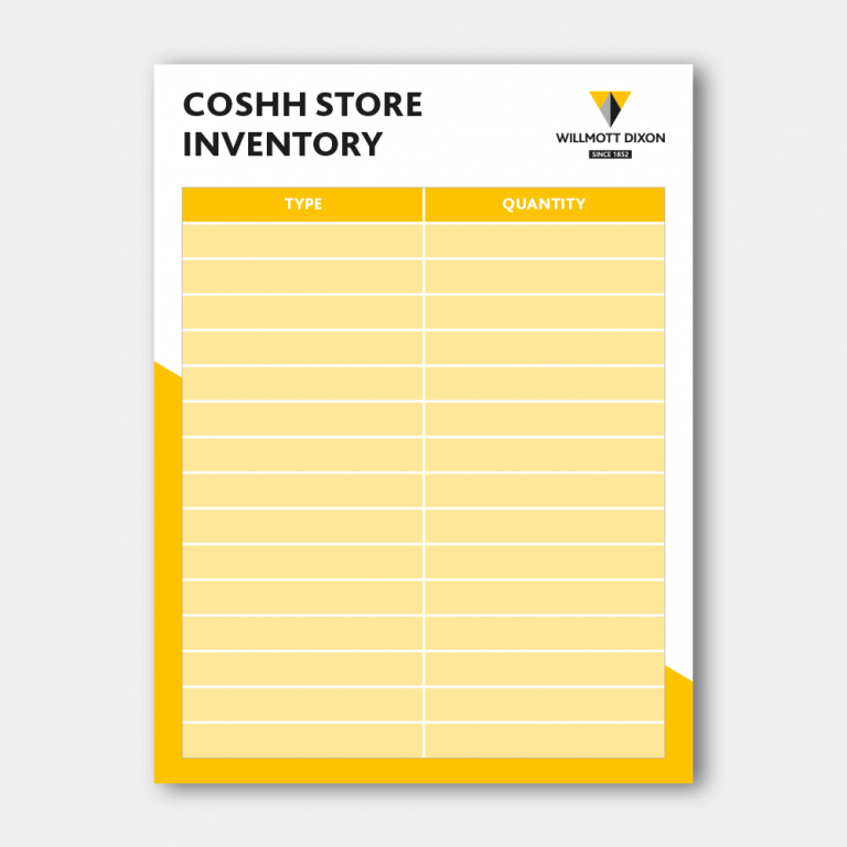 COSHH Inventory – Construction