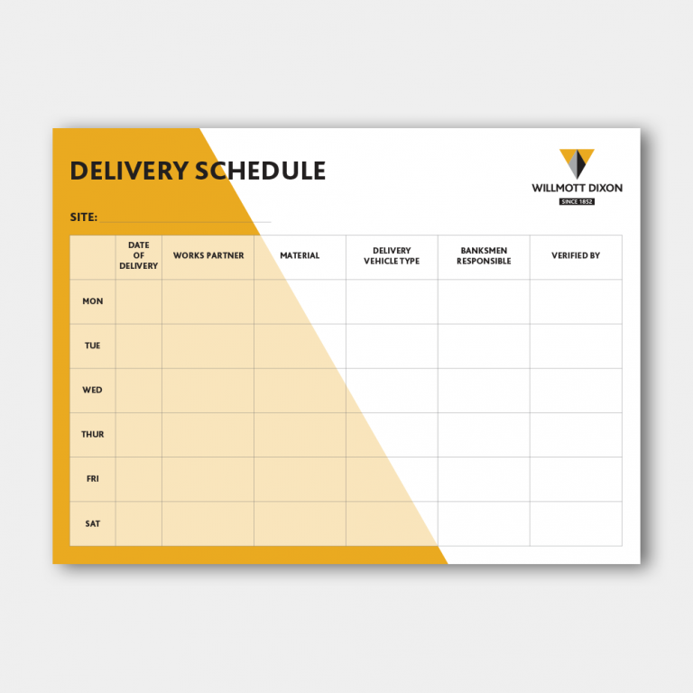 Delivery Schedule – Construction
