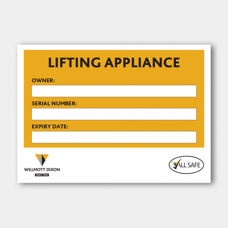 Lifting Appliance Stickers (Pack of 50) – Construction