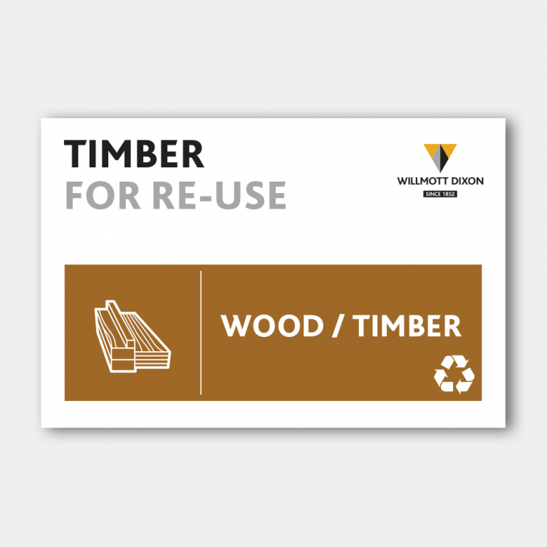 Timber For Re-Use Skip Sign – Construction