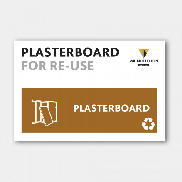Plasterboard For Re-Use Skip Sign – Construction