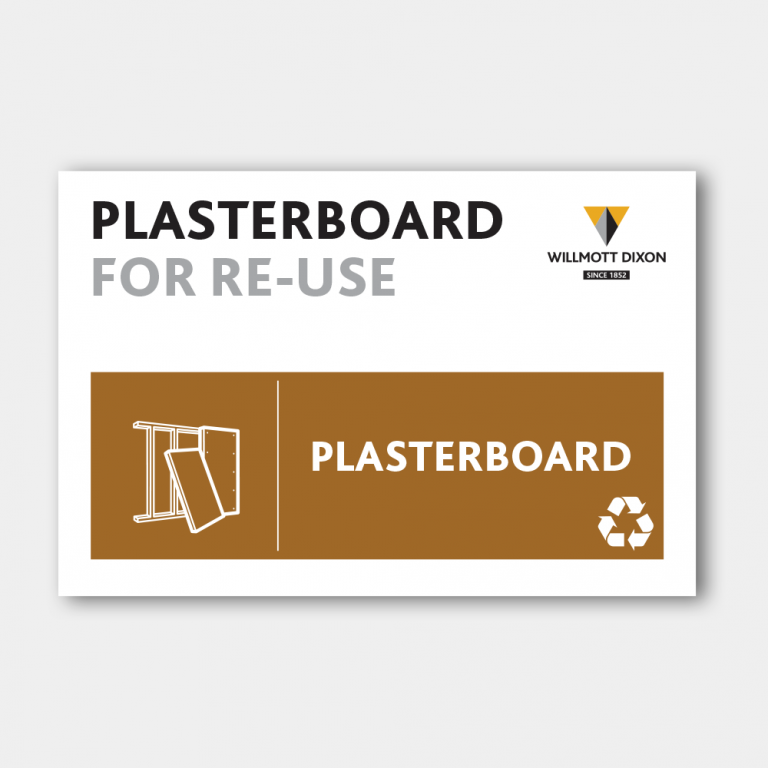 Plasterboard For Re-Use Skip Sign – Construction