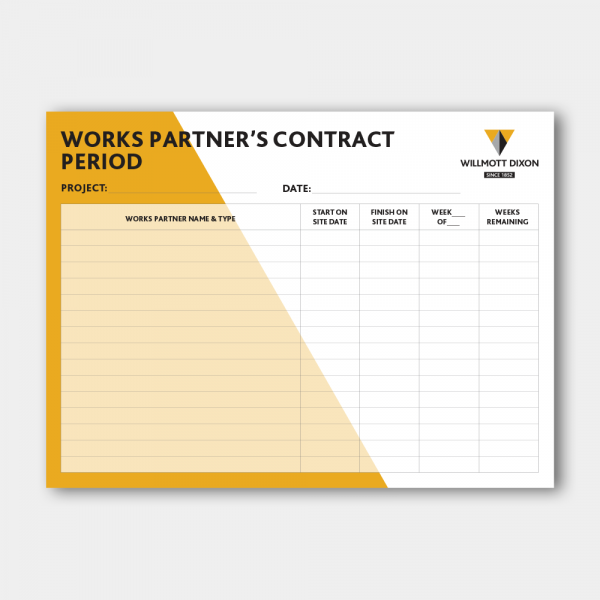 Works Partners Contract Period – Construction